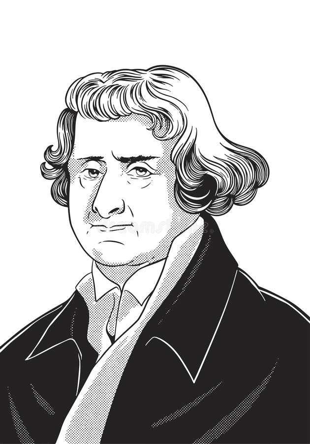 Thomas Jefferson 1743-1826 Face Drawing. American Founding Father ...