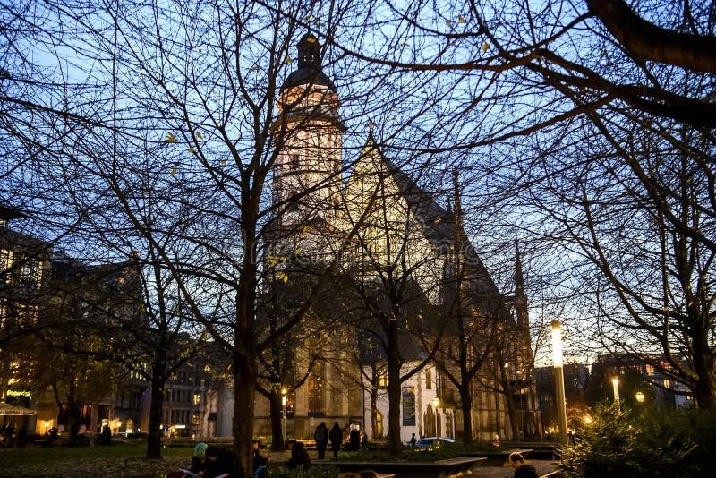 Thomaskirche St. Thomas Church in Evening Sunset Light. Leipzig ...
