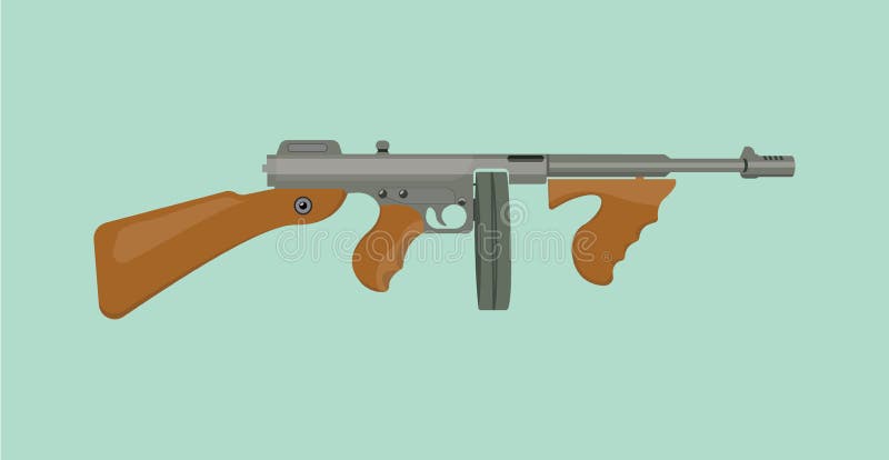 Thompson Submachine Gun Stock Illustrations – 273 Thompson Submachine ...