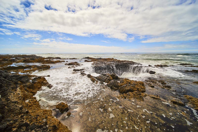Thor S Well Waterfall Effect Over Rugged Rocks Low Perspective Stock ...