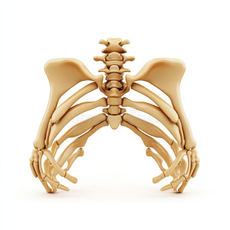 Thoracic Cage and Spine: 3D Render of Human Upper Body Bones Stock ...