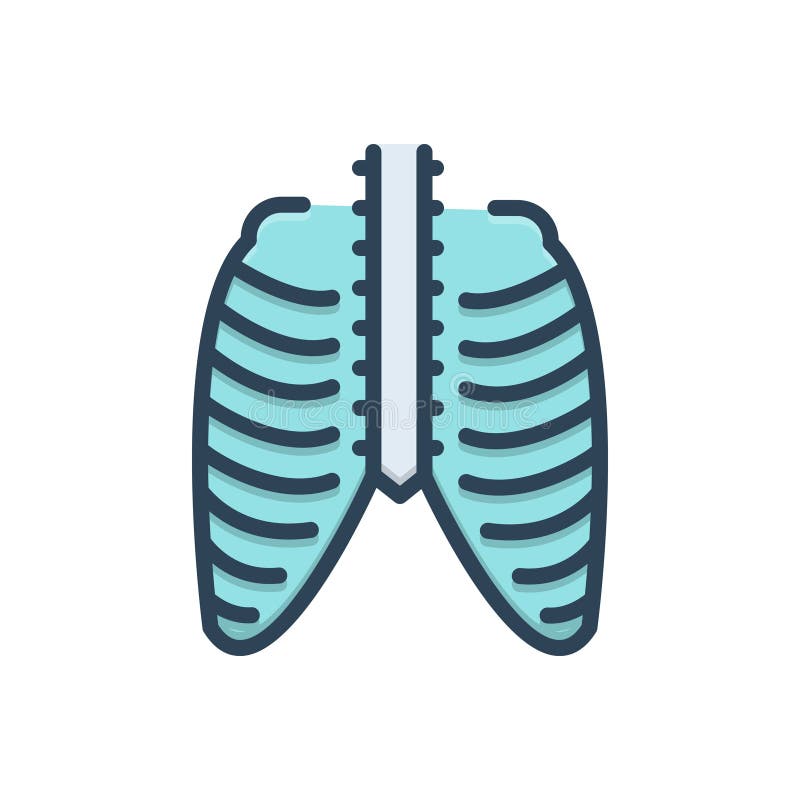 Color Illustration Icon for Thorax, Ribcage and Pain Stock Illustration ...