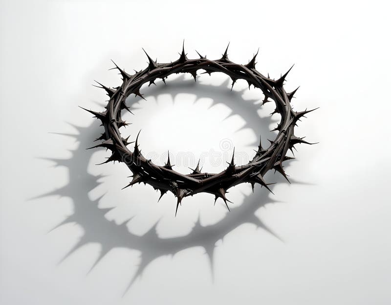 Thorn Crown Silhouette with Dramatic Shadows on a White Background ...