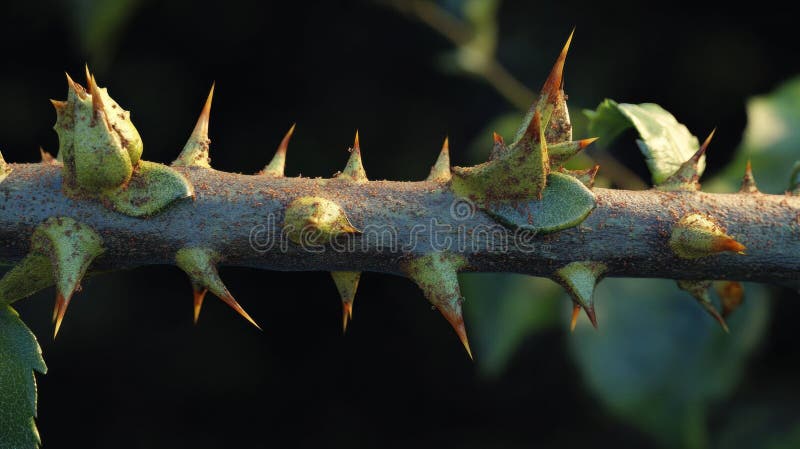 Thorns Protect Stem with Sharp Points, Detailed Macro View. Plant ...
