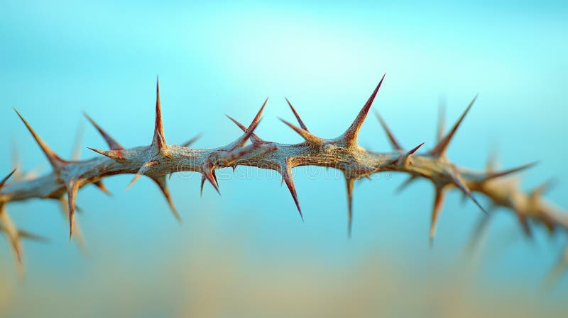Thorny Branch Sharp Spikes Against Blue Background Stock Photos - Free ...