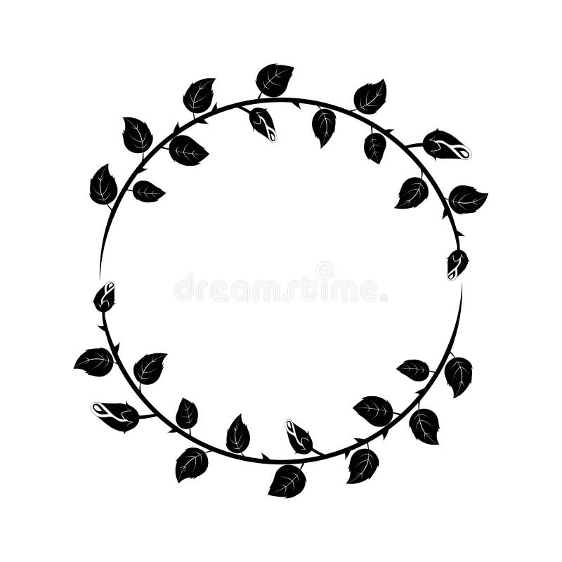 Thorny Branches with Leaves and Roses Buds, Black Elegent Classical ...