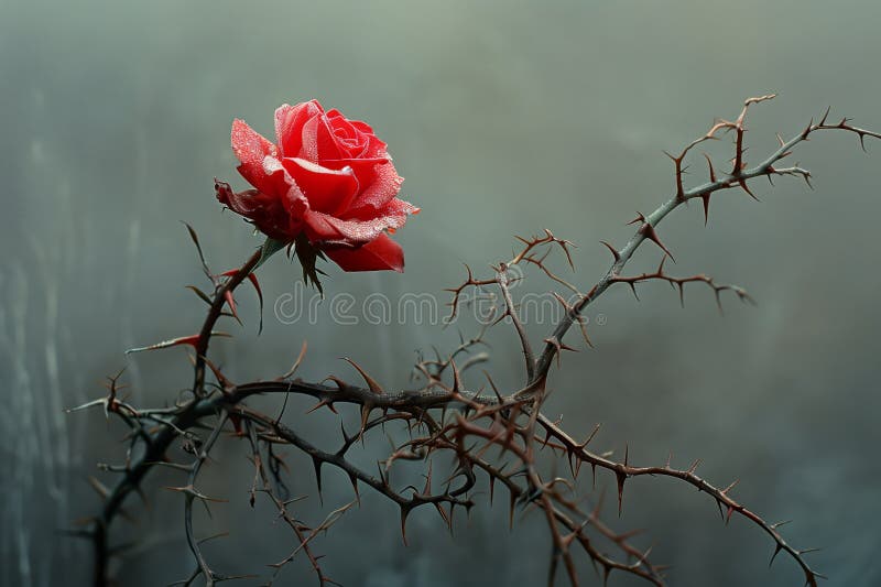 A thorny red rose stock image. Image of flower, vibrant - 324814491