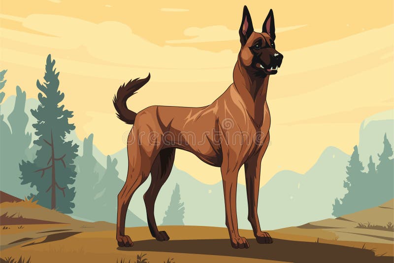 Thoroughbred Belgian Malinois Dog in Full Length. Dog Breed ...