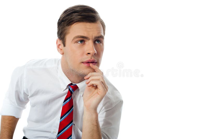 Thoughful business person stock photo. Image of close - 23732536