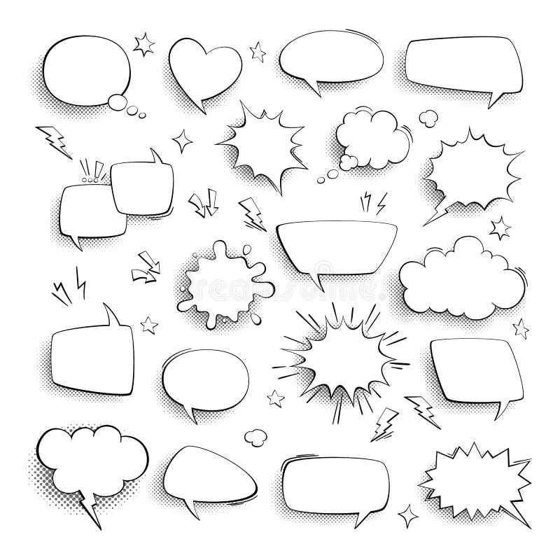Cartoon Thought Bubble Set. Comic Empty Talk and Speech Balloons or ...