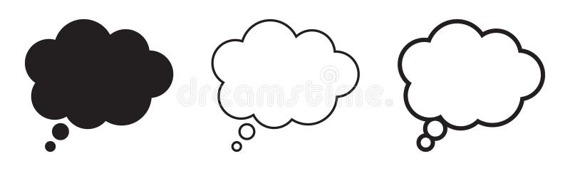 Thought Bubble Icon, Thinking Cloud. Set of Speech Bubbles. Speak ...