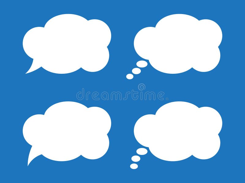 Thought Bubble Icon, Thinking Cloud Vector Icon. Set of Speech Bubbles ...