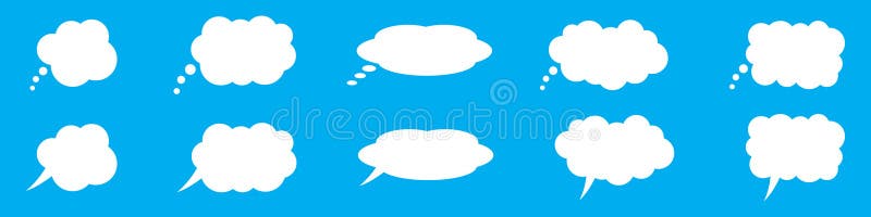 Thought Bubble Icon, Thinking Cloud Vector Icon. Set of Speech Bubbles ...