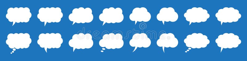 Thought Bubble Icon, Thinking Cloud Vector Icon. Set of Speech Bubbles. Speak Bubble Text ...