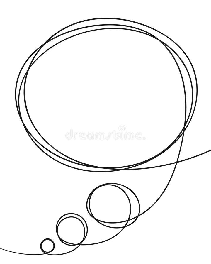 Thought Bubble Line Continuous Drawing Tangled Round Scribble Hand ...