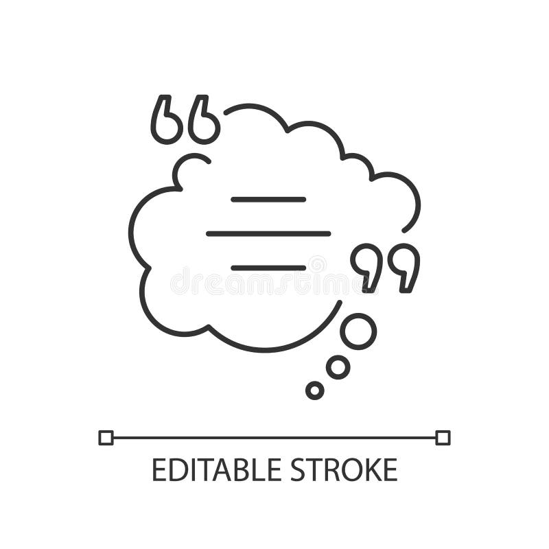 Thought Bubble with Quotes Pixel Perfect Linear Icon Stock Vector ...
