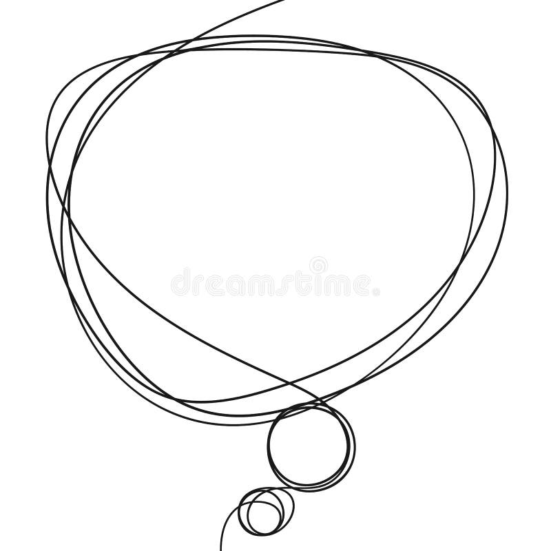 Thought Bubble Text Cloud Line Drawing Tangled Round Scribble Hand ...