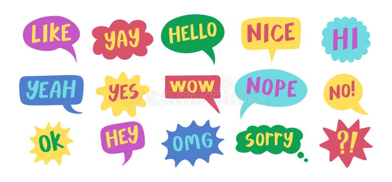 Thought Bubbles Handwritten Words Expressions, Comic Chat Stickers ...