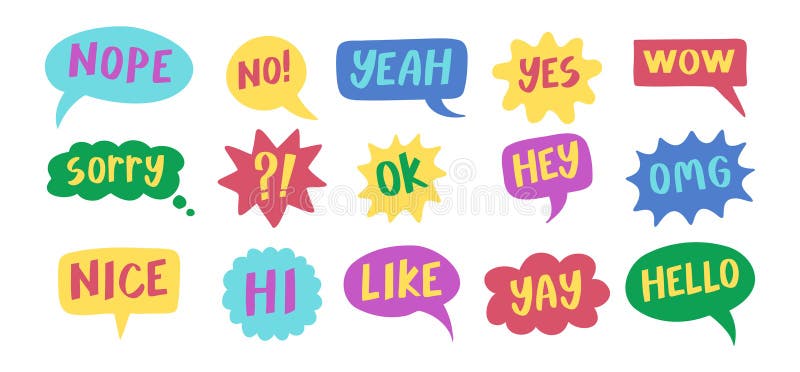 Thought Bubbles Handwritten Words Expressions, Comic Chat Stickers ...