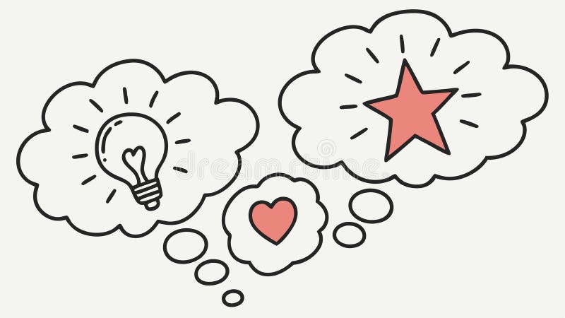 Thought Bubbles with Idea Light Bulb and Star, Vector Design Generative ...