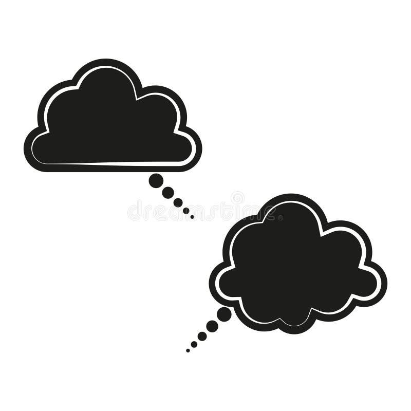 Thought Clouds Symbol. Black and White Concept. Conversation Bubble ...