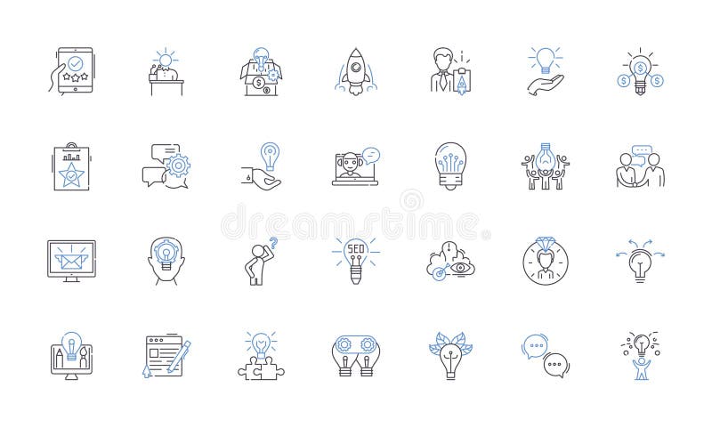 Thought Development Line Icons Collection. Ideation, Conceptualization ...