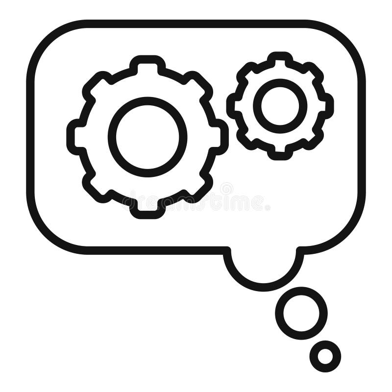 Thought Process with Gears Working Inside a Speech Bubble Stock Vector ...
