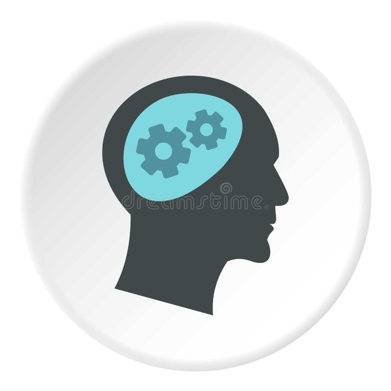 Thought Process in Head Icon Circle Stock Vector - Illustration of ...