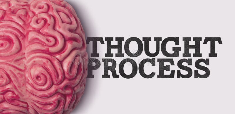 Thought Process Word Next To a Human Brain Model Stock Photo - Image of ...