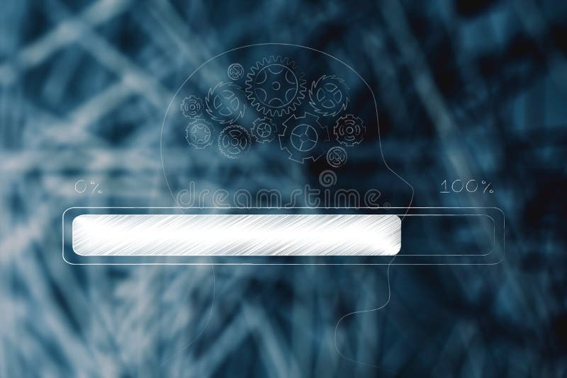 Profile with Gearwheel Mind and Progress Bar Loading on Top Stock ...