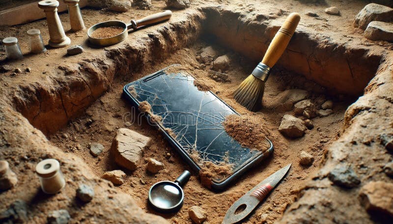 A Thought-provoking Depiction of a Modern Smartphone Being Unearthed at ...