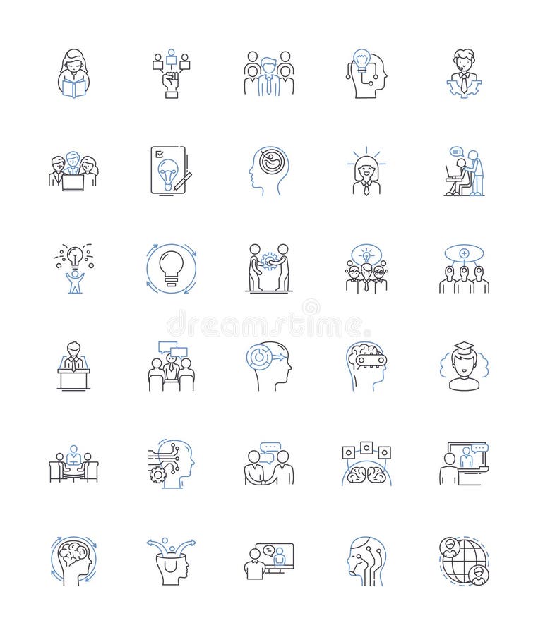Thought-provoking Minds Line Icons Collection. Reflection ...