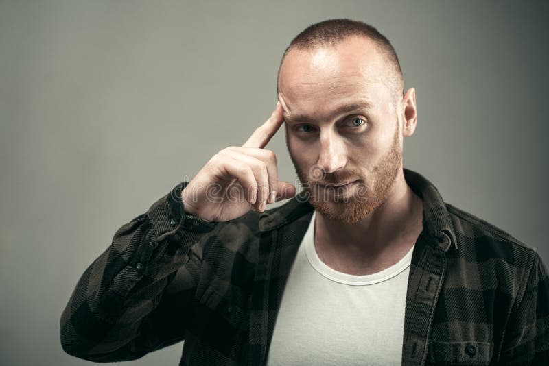 Thought Thinking Guy. Portrait of Handsome Men. Stock Photo - Image of ...