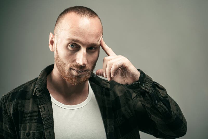 Thought Thinking Guy. Portrait of Handsome Men. Stock Image - Image of ...