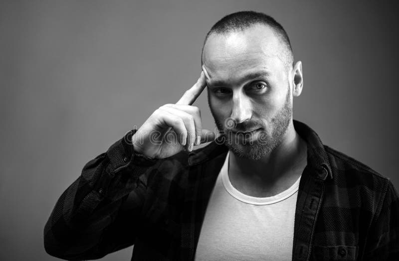Thought Thinking Guy. Portrait of Handsome Men. Stock Image - Image of ...