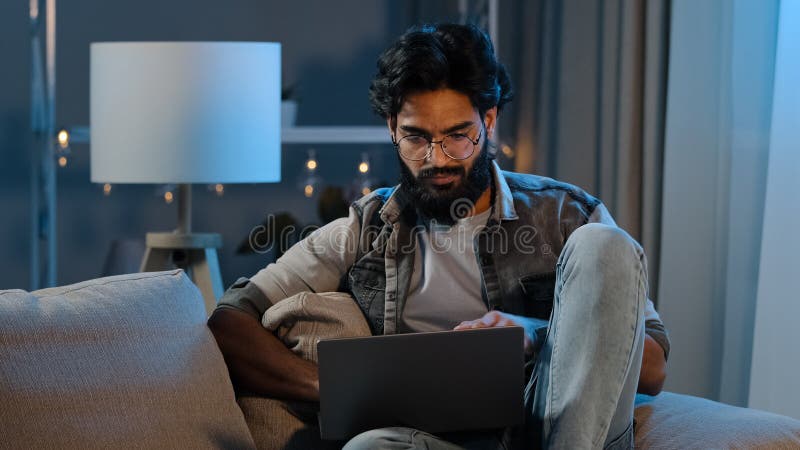 Thoughtful Arabian Guy Male Freelancer Indian Bearded Adult Man ...