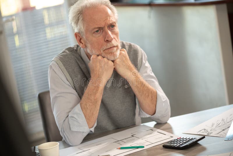 Architect Thinking about a Project Stock Photo - Image of thinking ...