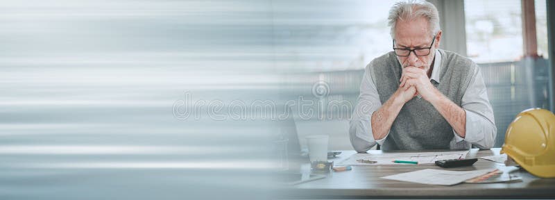 Architect Thinking about a Project; Panoramic Banner Stock Image ...