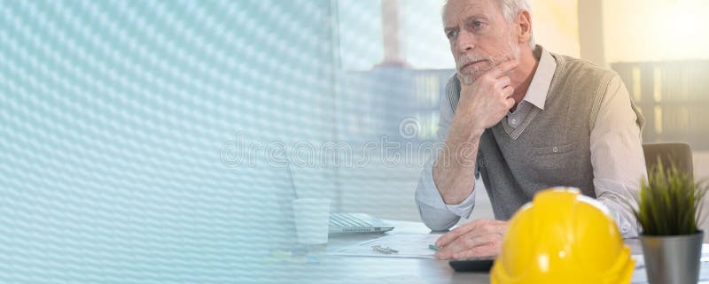 Architect Thinking about a Project; Panoramic Banner Stock Image ...