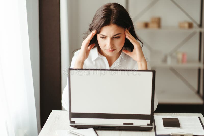 Thoughtful Bored Woman Cannot Concentrate on Work Stock Image - Image ...