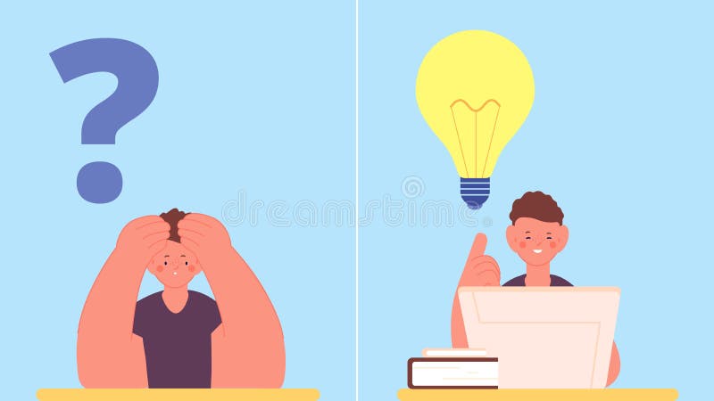 Thoughtful Boy at Desk. Tired Student, Kid Problem Solution Using ...