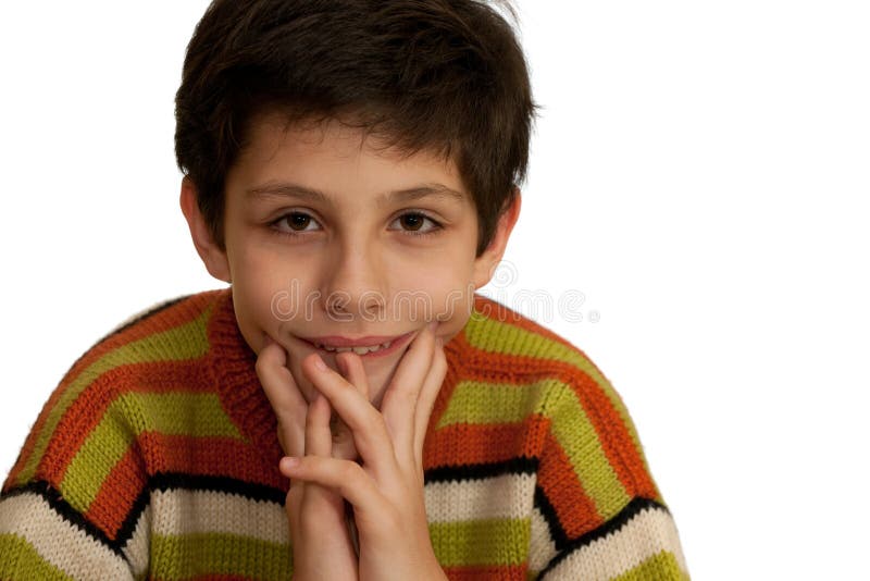 Thoughtful Boy with an Incomprehensible Gesture Stock Image - Image of ...