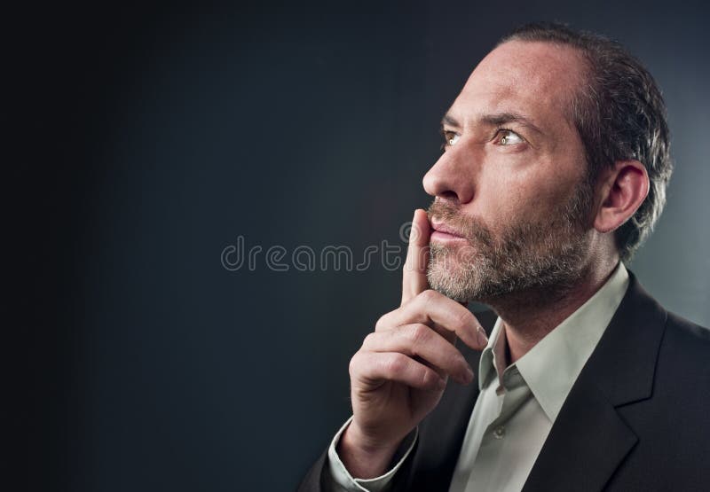 Man Serious Thinking Pensive Silhouette Portrait Stock Image - Image of ...