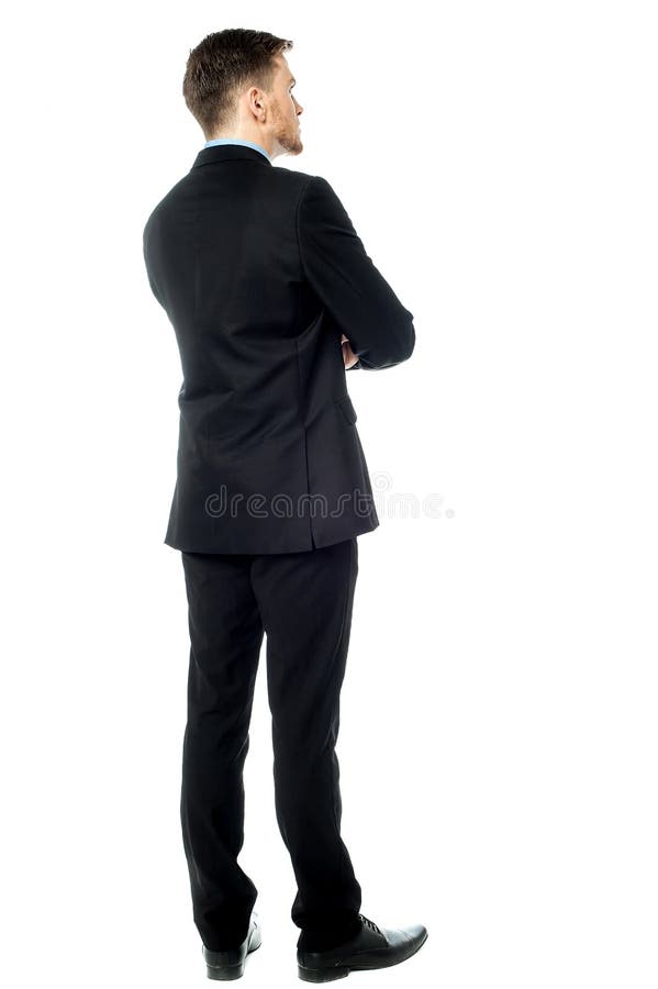 Thoughtful Businessman, Rear View Image Stock Photo - Image of employee ...