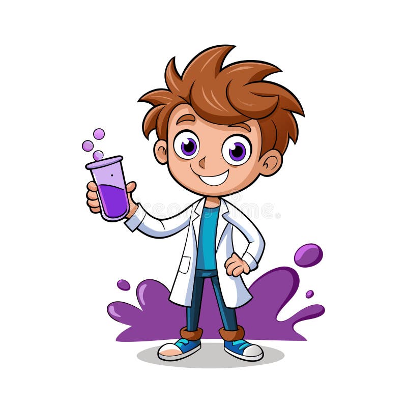 Thoughtful Cartoon Boy Scientist with Curiosity Stock Vector ...