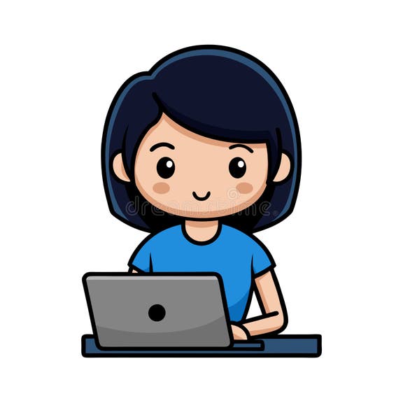 Thoughtful Cartoon Girl Programmer with Code Stock Vector ...