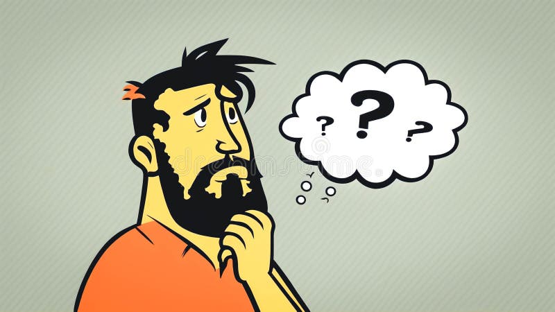 Thoughtful Cartoon Man, Flat Lay, Generative AI. Stock Illustration ...