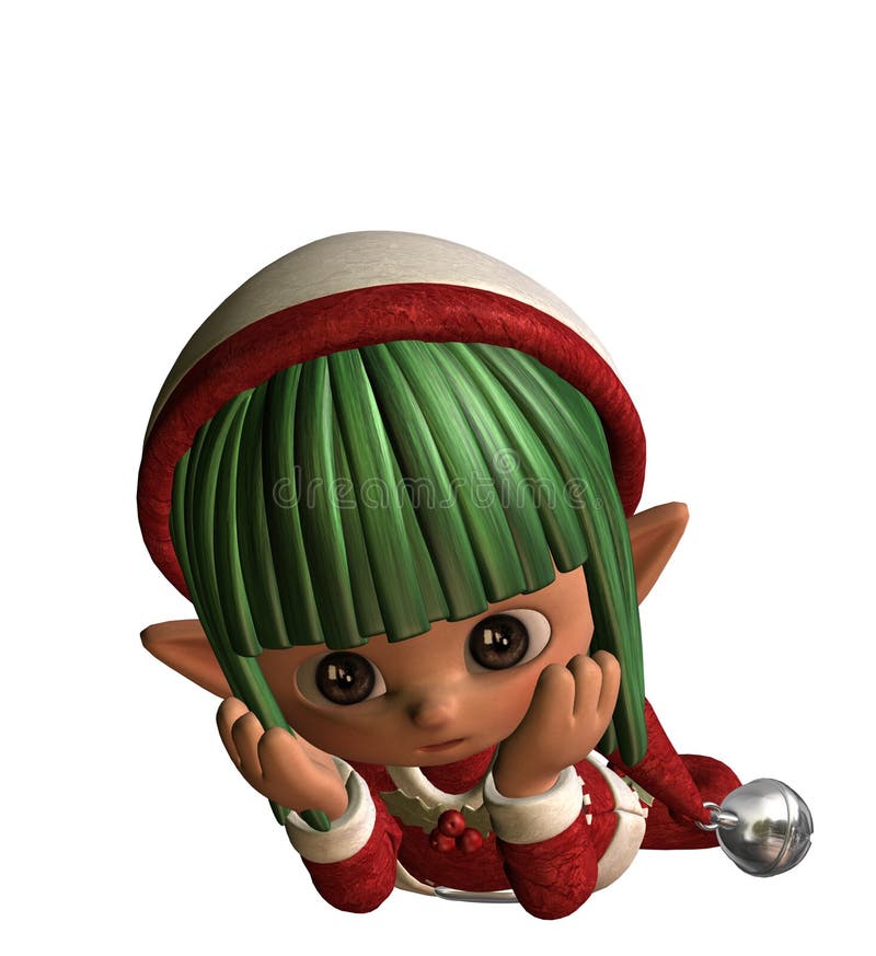 Thoughtful christmas elf stock illustration. Illustration of holiday ...