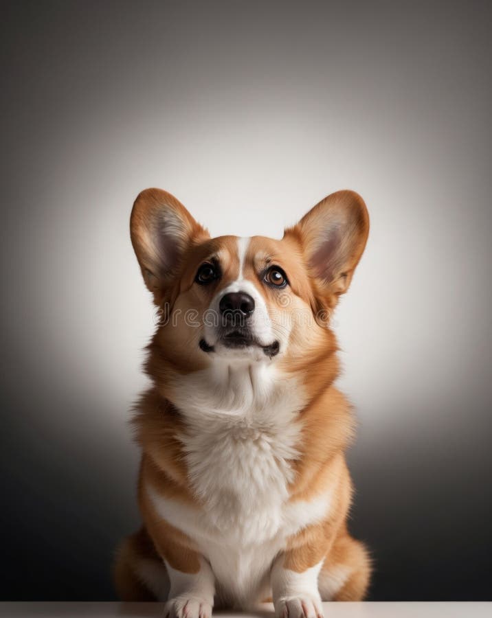 Thoughtful Corgi Dog Gazing Upwards in Dramatic Lighting Stock Image ...