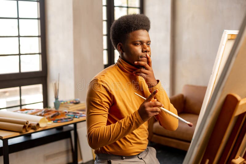 Thoughtful Creative Man Thinking about What To Paint Stock Photo ...